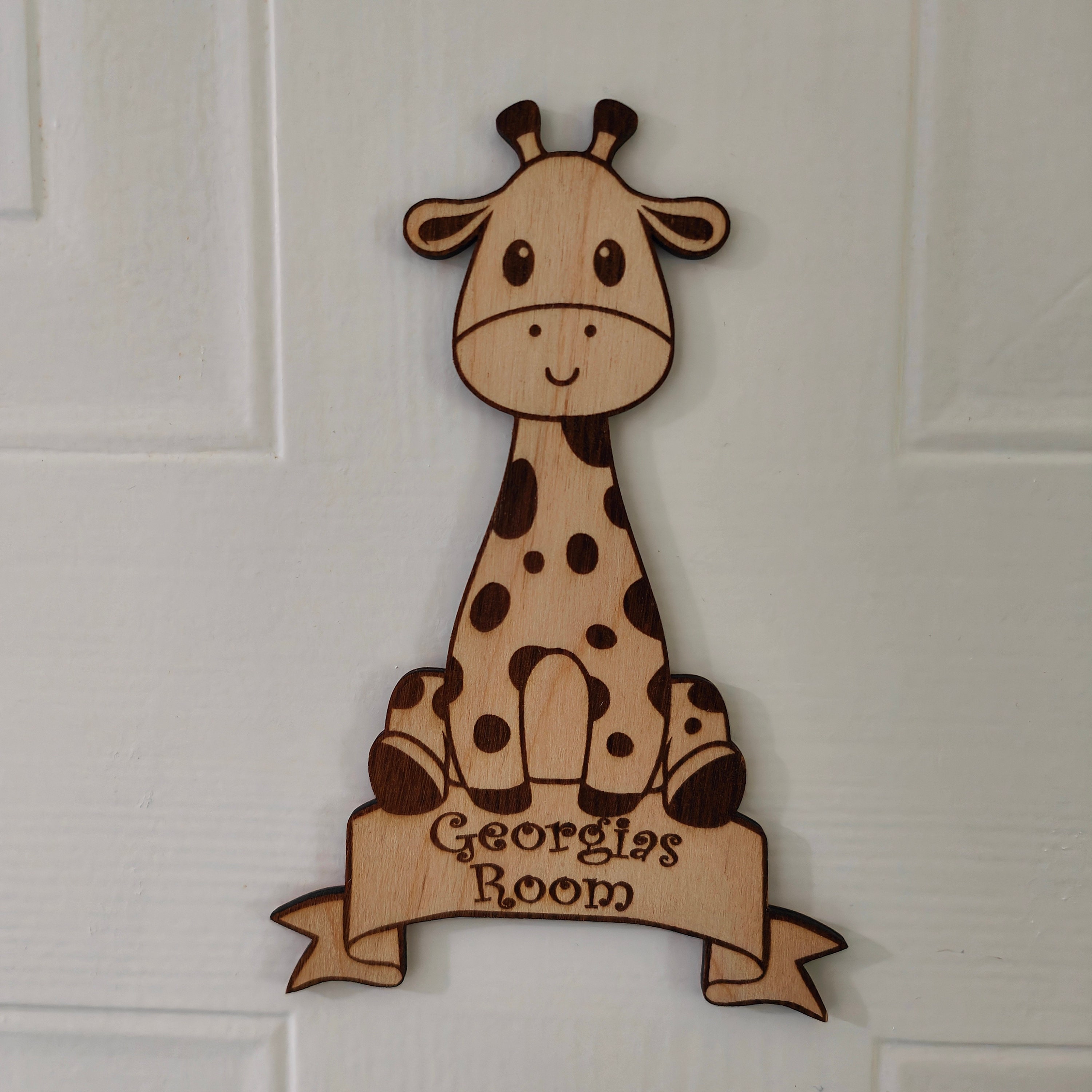 Personalised Giraffe Door Sign: Engraved Wood Nursery Decor - Etsy