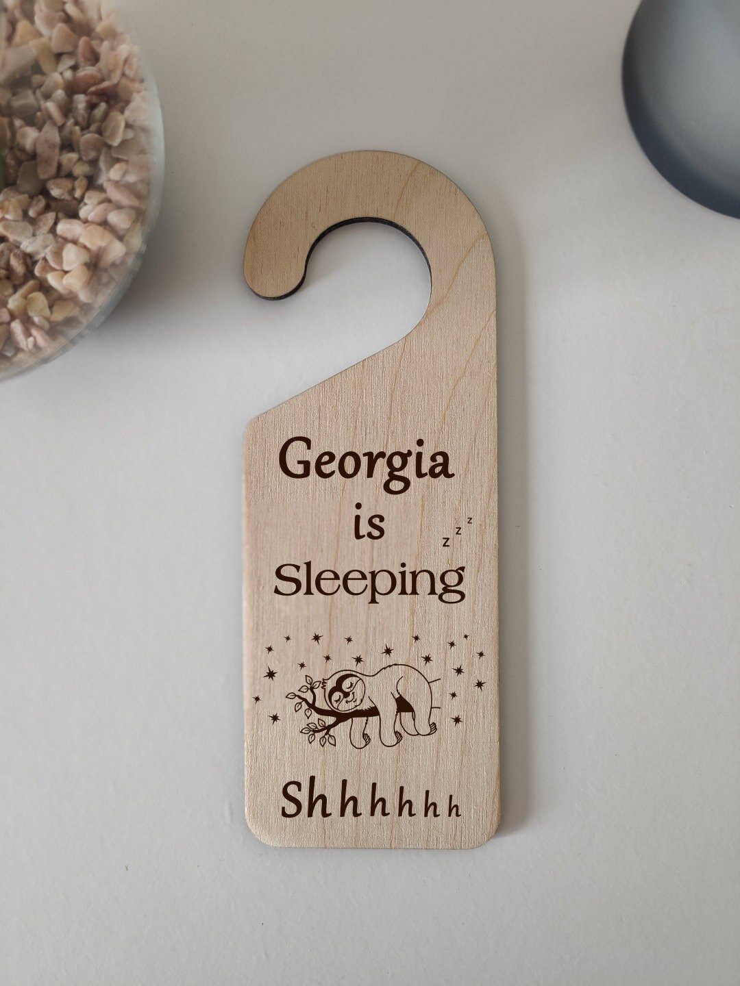 Personalised Sloth Bedroom Door Hanger: Engraved Wood Nursery Decor - Etsy
