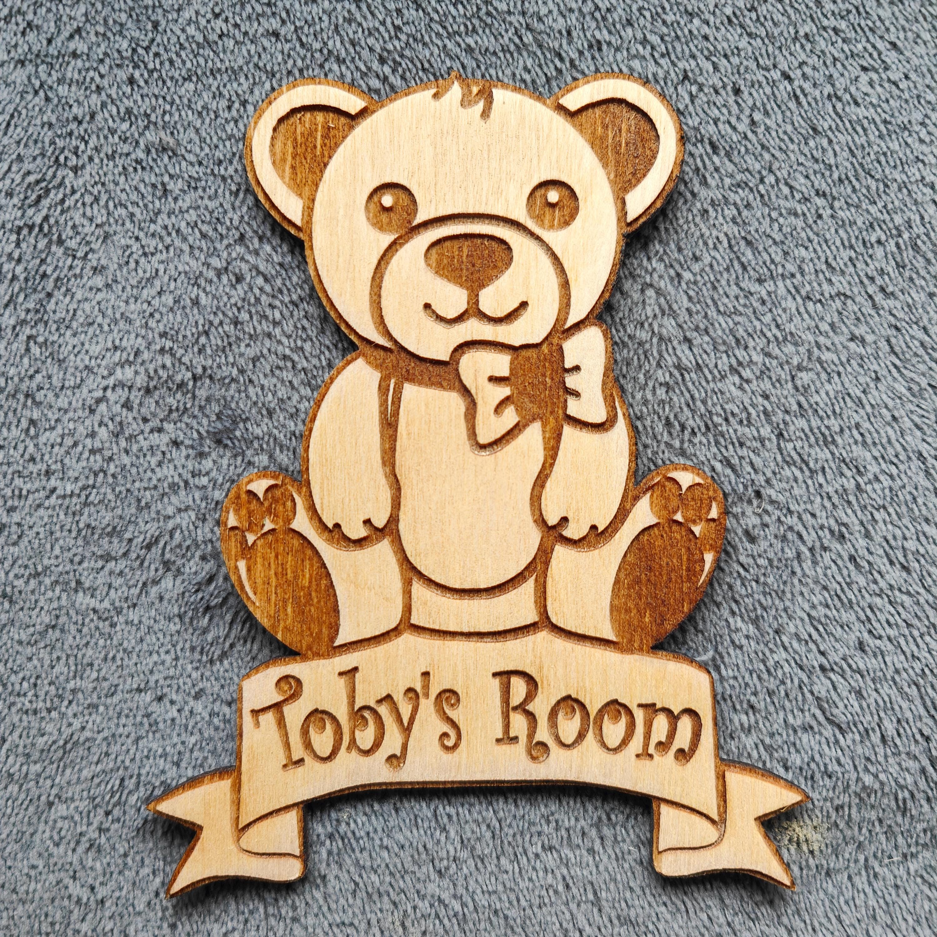Personalised Teddy Bear Door Sign: Engraved Wooden Nursery Decor - Etsy