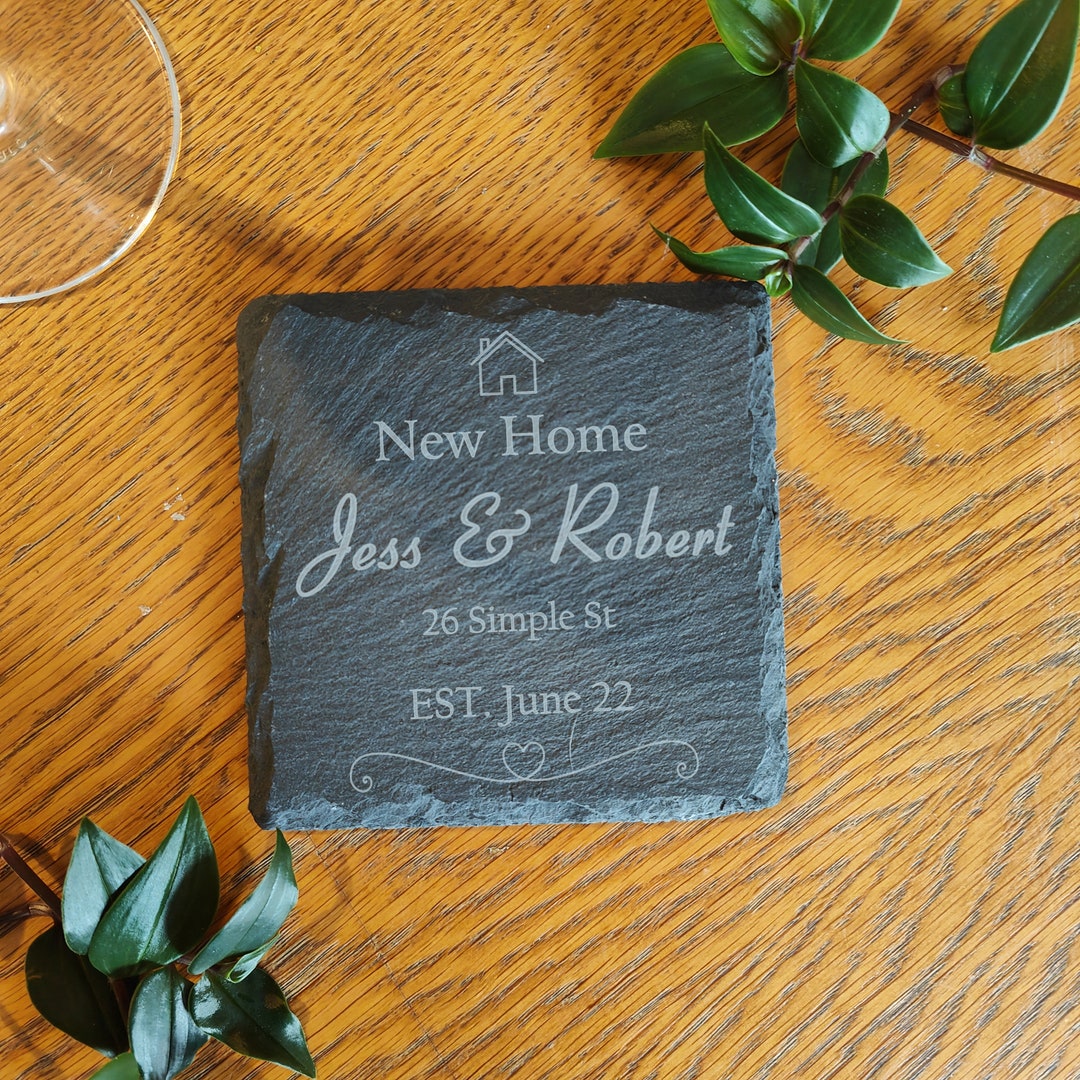 Personalised Slate Coaster: Laser Engraved New Home Gift - Etsy