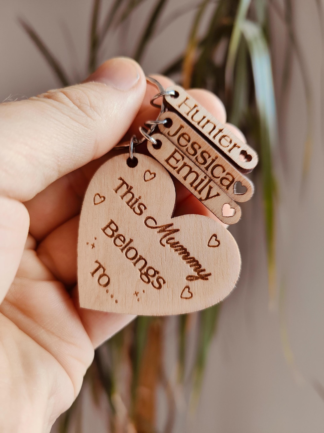 Personalized 'this Mummy Belongs To' Wooden Keyring, Engraved Kids ...
