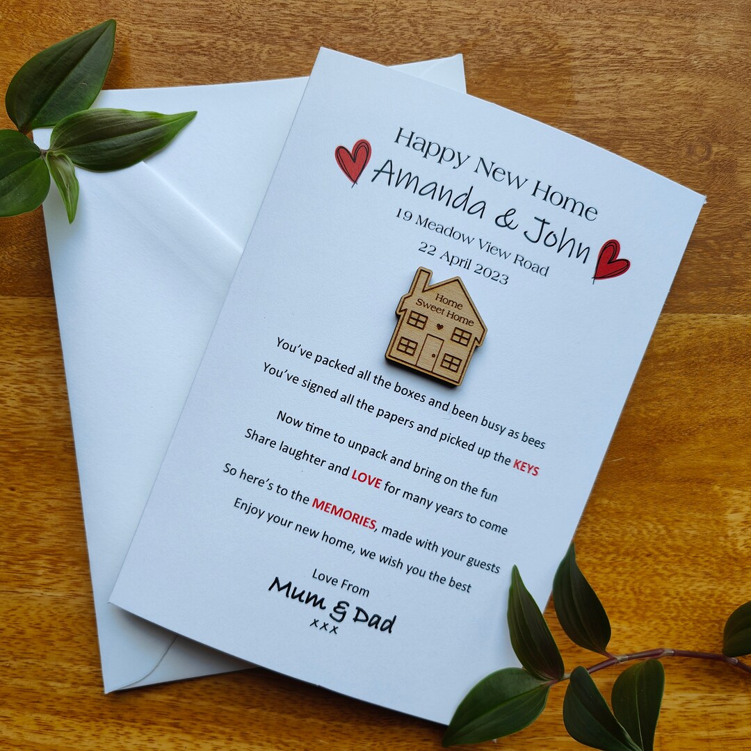 Personalised New Home Poem Gift Card With House Keepsake - Etsy