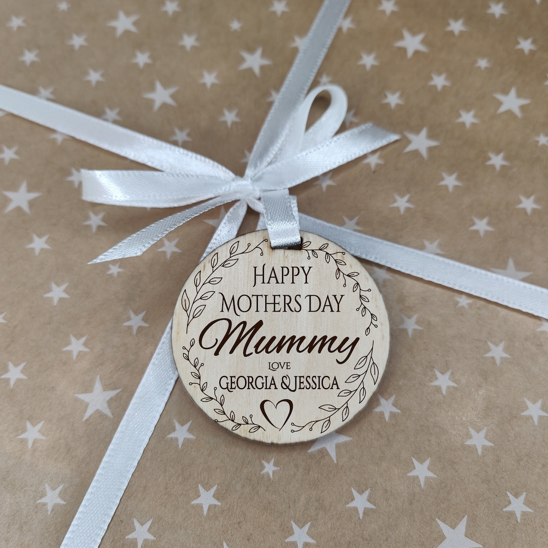 Personalised Mothers Day Gift Tag Label Flowers for Mum Grandma Granny ...