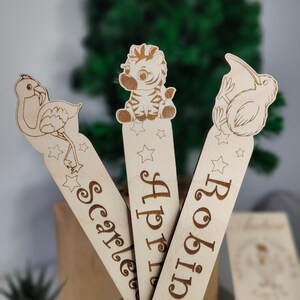 Personalised Animal Bookmark: Laser Engraved Wooden Gift for Kids - Etsy