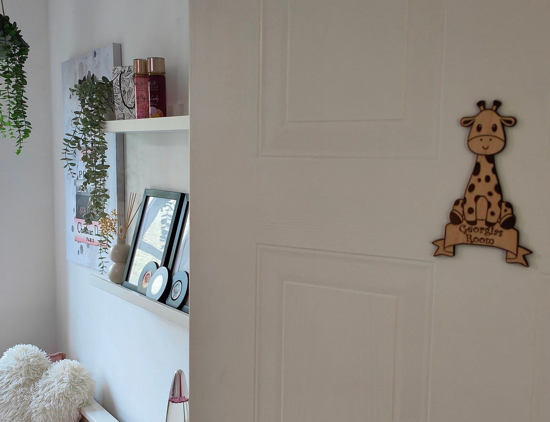 Personalised Giraffe Door Sign: Engraved Wood Nursery Decor - Etsy