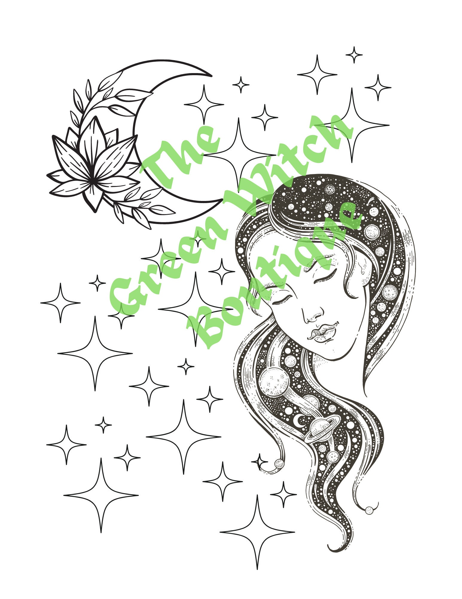 Moon Goddess Coloring Printable - Etsy