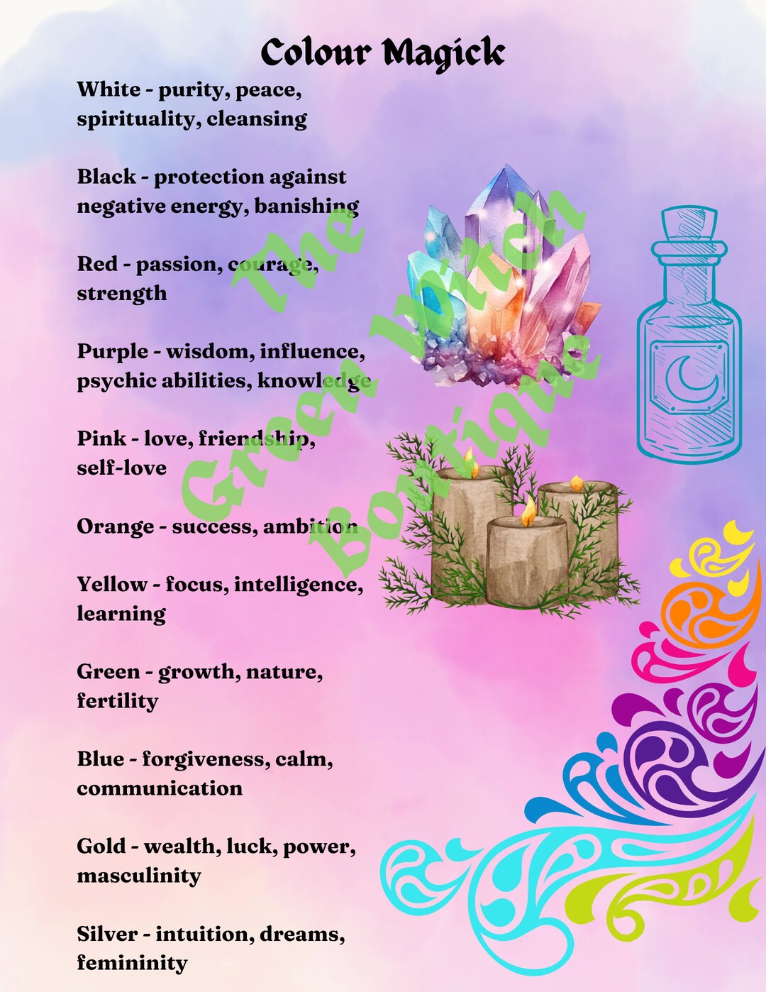 Colour Magick Properties Printable - Etsy
