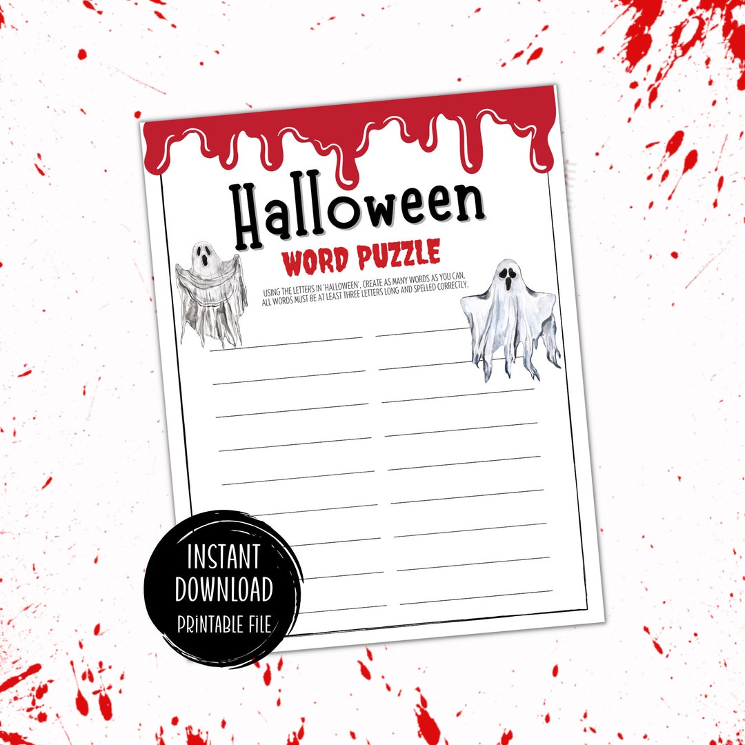 Halloween Word Puzzle Game Printable Halloween Games Word - Etsy