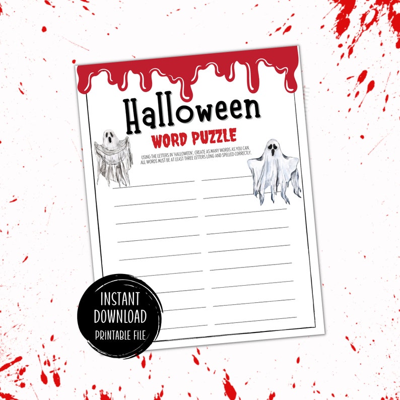 Halloween Word Puzzle Game Printable Halloween Games Word - Etsy