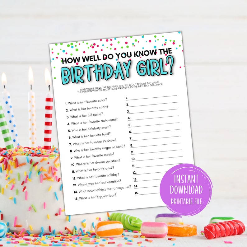 Birthday Game How Well Do You Know the Birthday Girl Printable - Etsy
