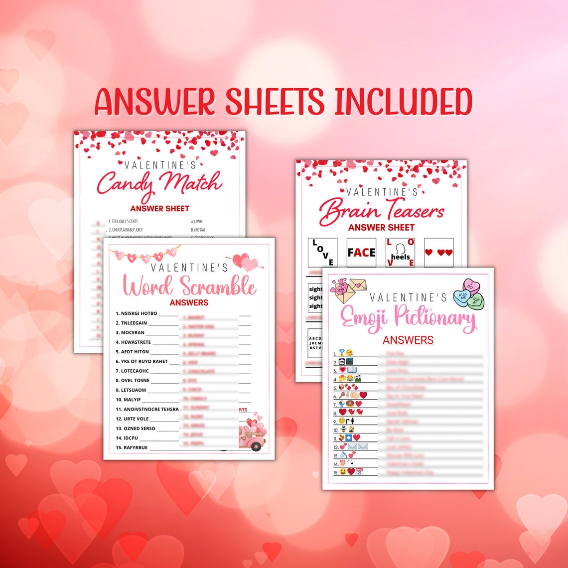 Valentine's Day Games Printable Bundle Valentine Games for Office Party ...