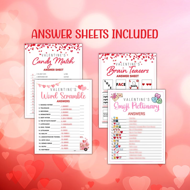 Valentine's Day Games Printable Bundle Valentine Games for Office Party ...