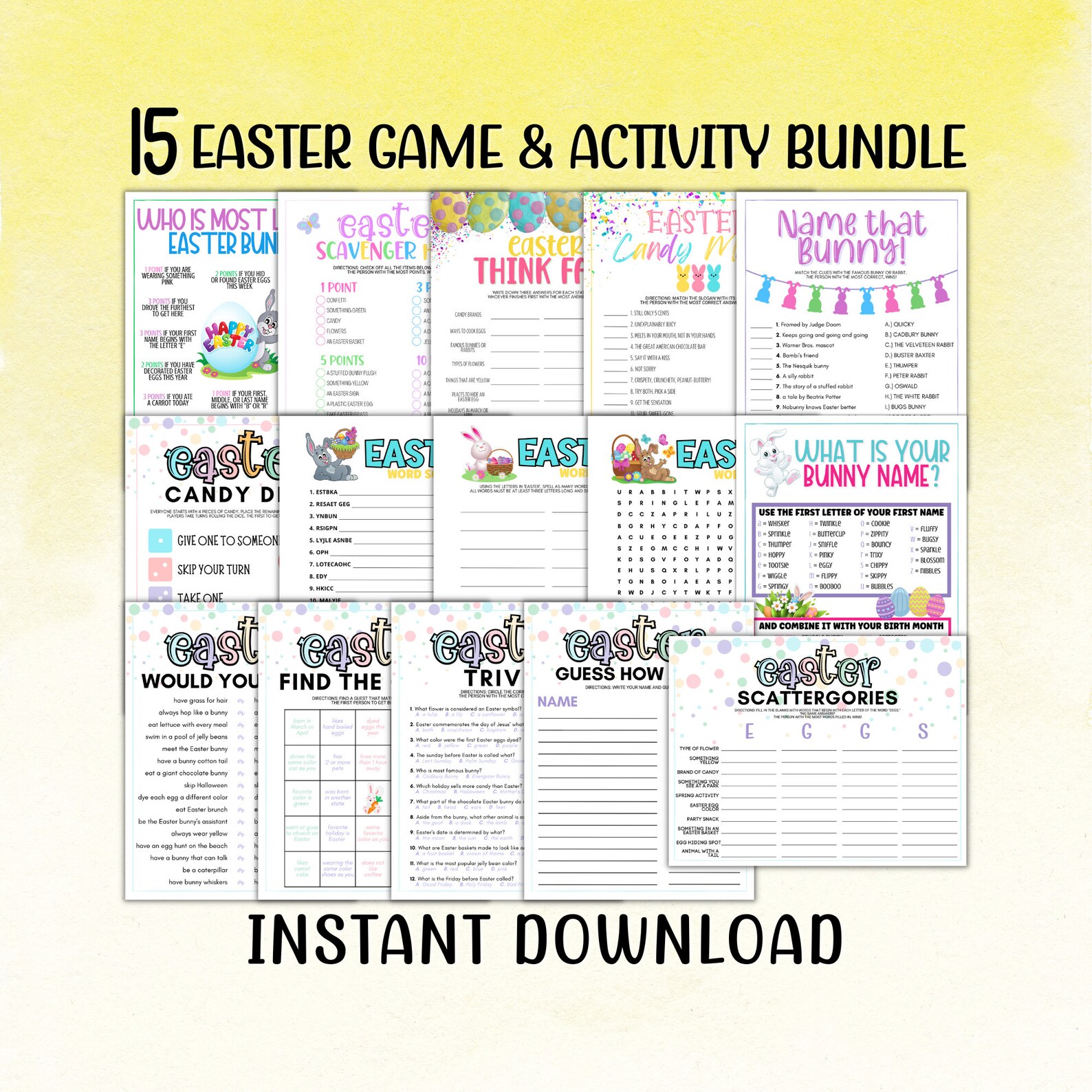 Easter Games Bundle Printable Easter Games for Easter Office Party ...