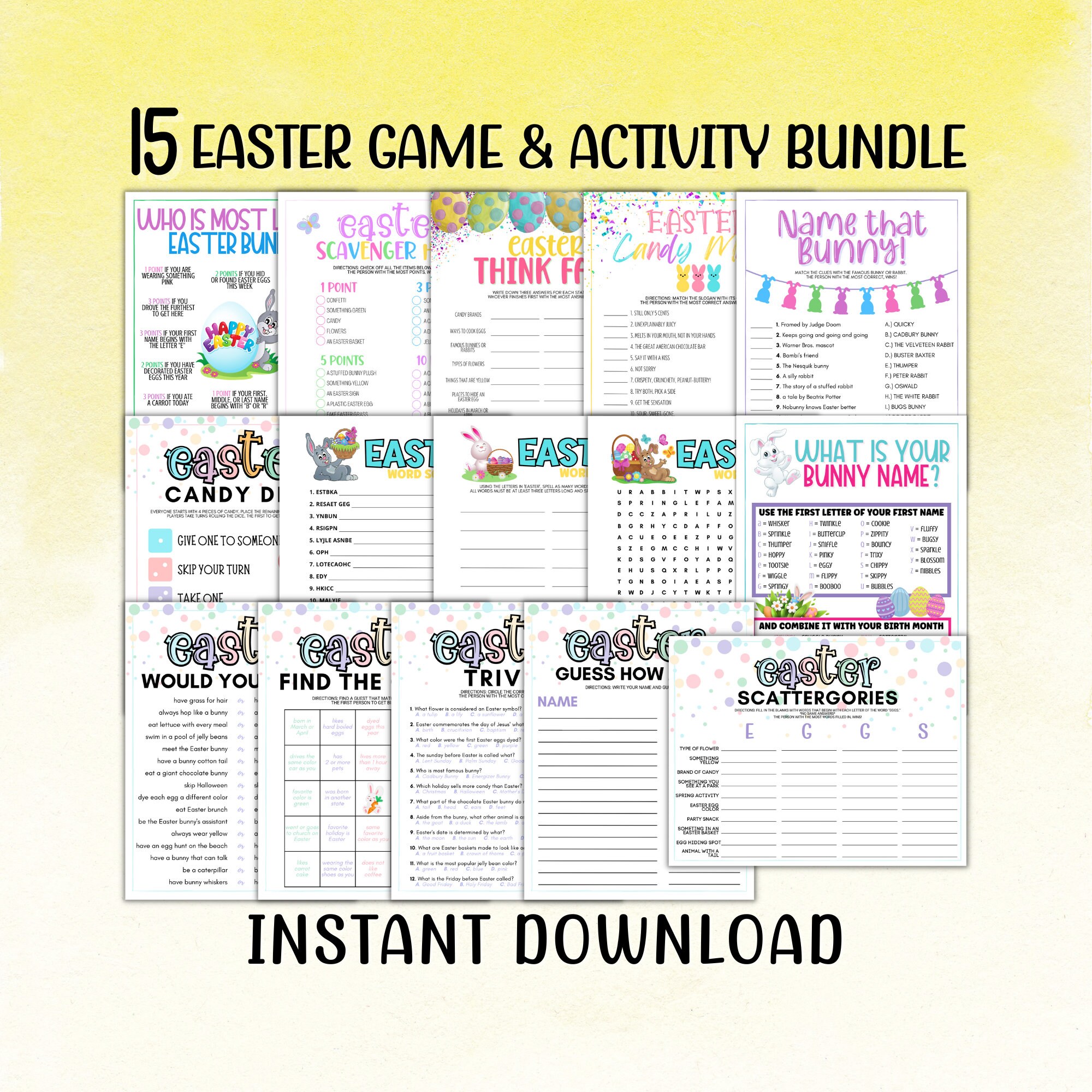 Easter Games Bundle Printable Easter Games for Easter Office Party ...