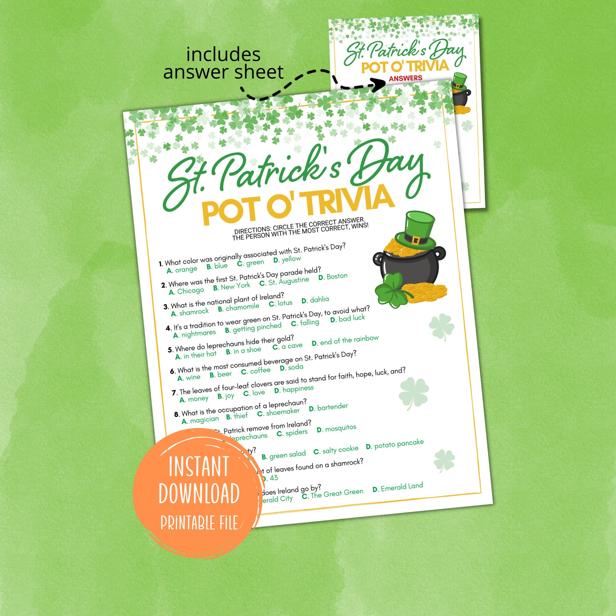 St Patricks Day Games St Patricks Day Trivia School Classroom Games ...