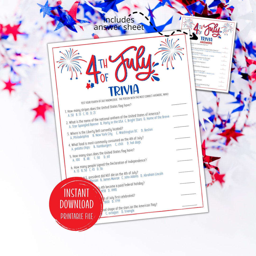 4th of July Trivia Game Fourth of July Party Games Games - Etsy