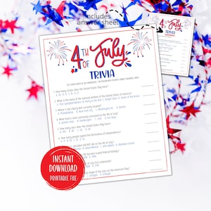 4th of July Trivia Game Fourth of July Party Games Games - Etsy