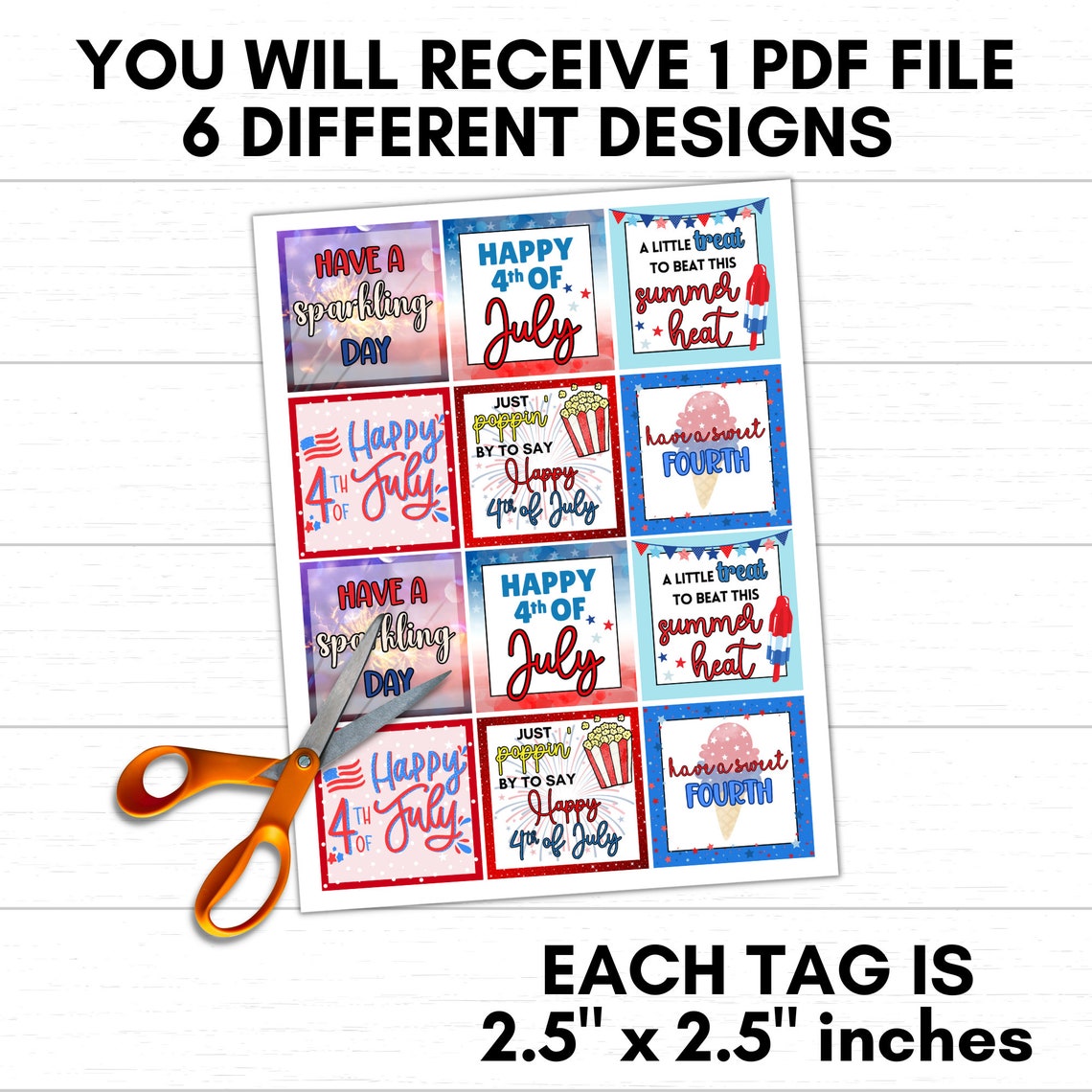 4th of July Printable Employee Gift Tags Fourth of July Popsicle Sweets ...