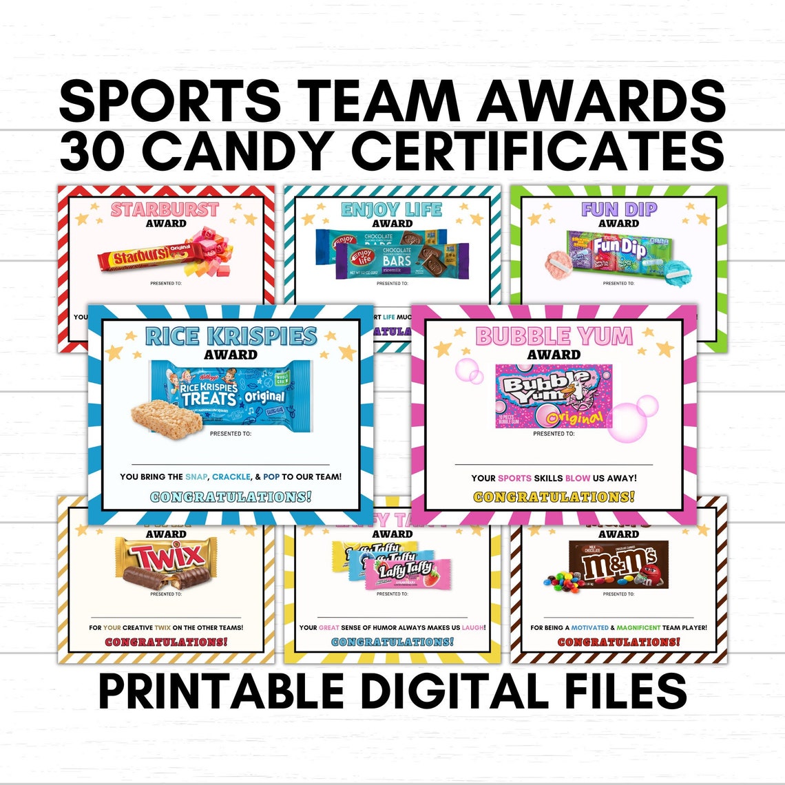 30 Sports Team Candy Bar Awards Candy Chocolate Bar Sport Team Award ...