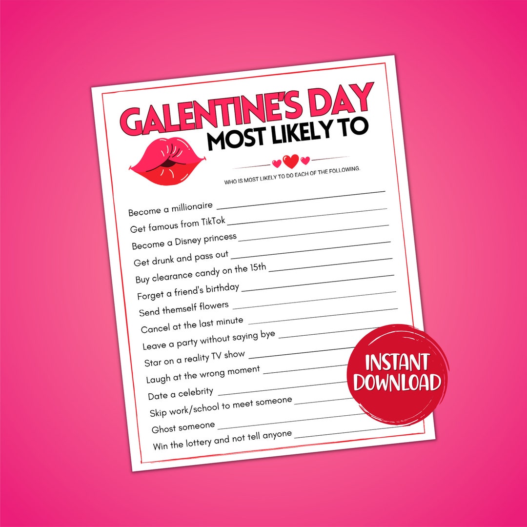 Galentines Day Most Likely to Printable Game for Galentine Girls Night ...