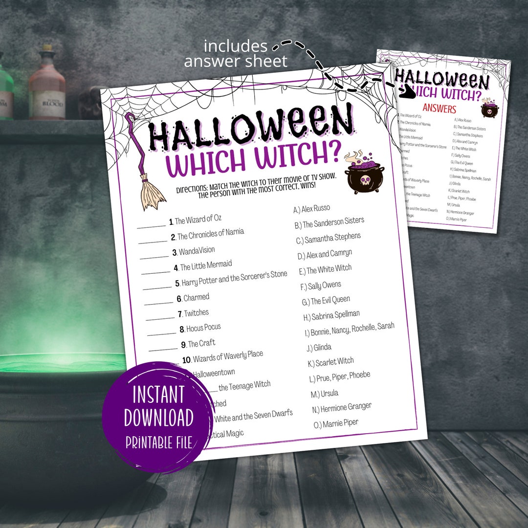 Halloween Printable Game Which Witch Match up Movie Game Printable ...