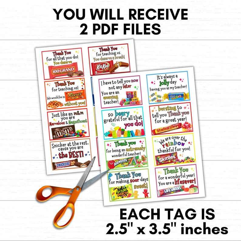 Teacher Appreciation Candy Bar Gift Tags Thank You Teacher - Etsy