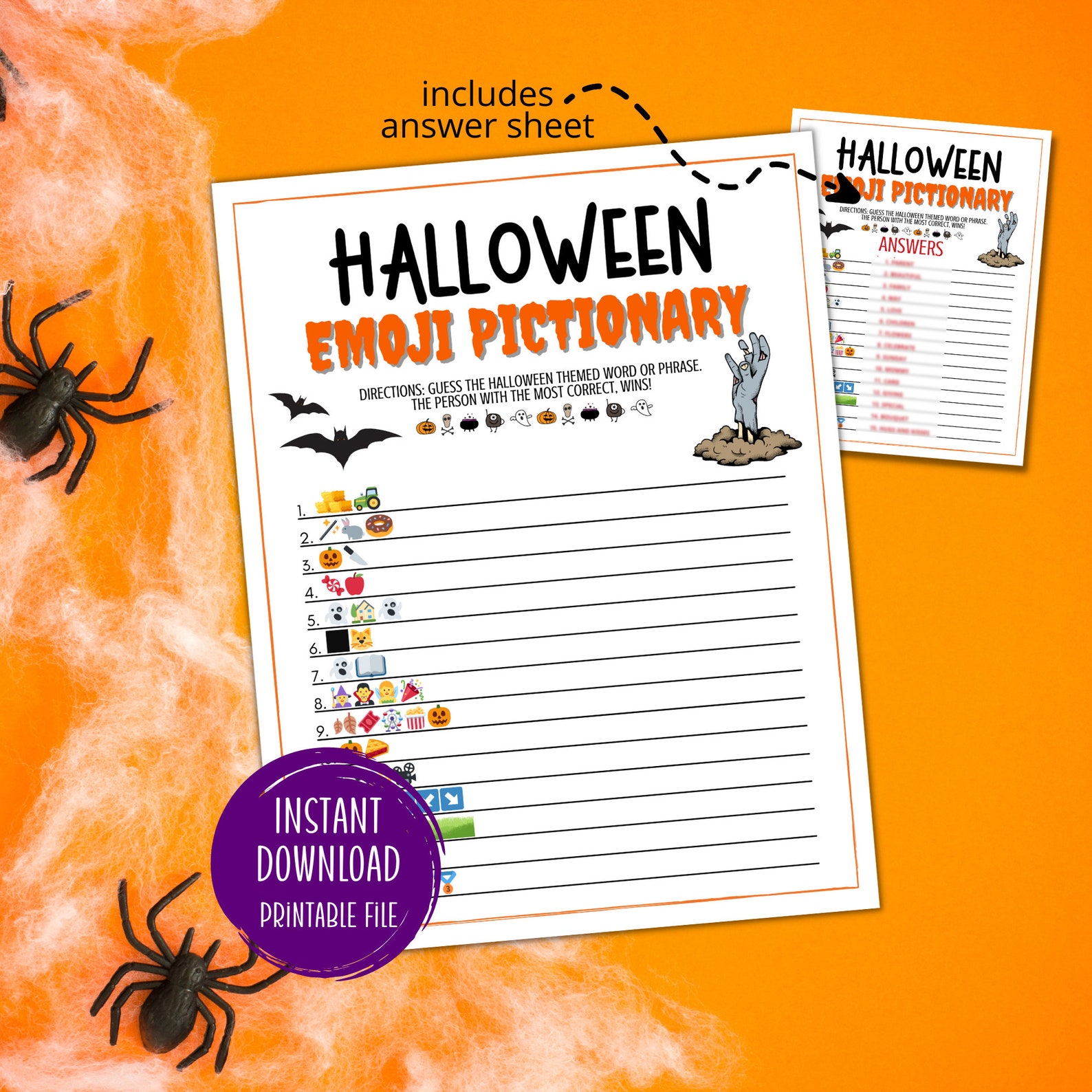 Emoji Pictionary Halloween Game | Halloween Printable Games | Emoji ...