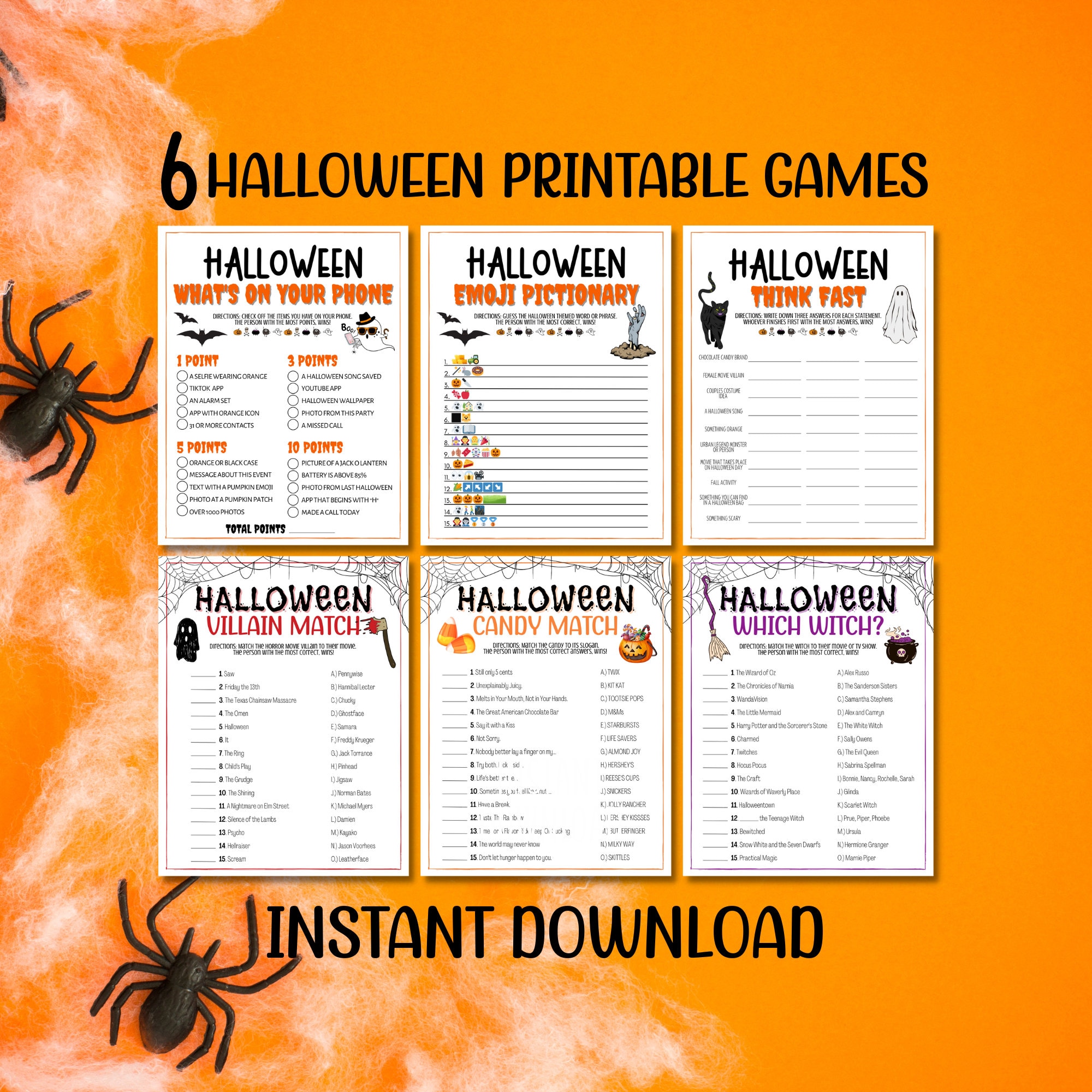 Halloween Printable Games Halloween Game Bundle Think Fast Emoji Game ...