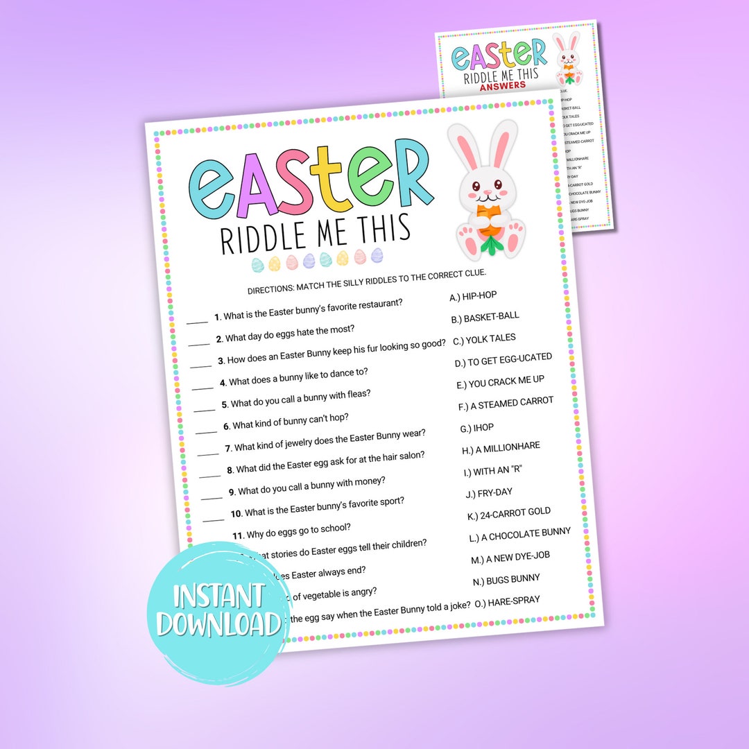 Easter Riddles Printable Game Trivia Easter Games for Kids Sunday ...