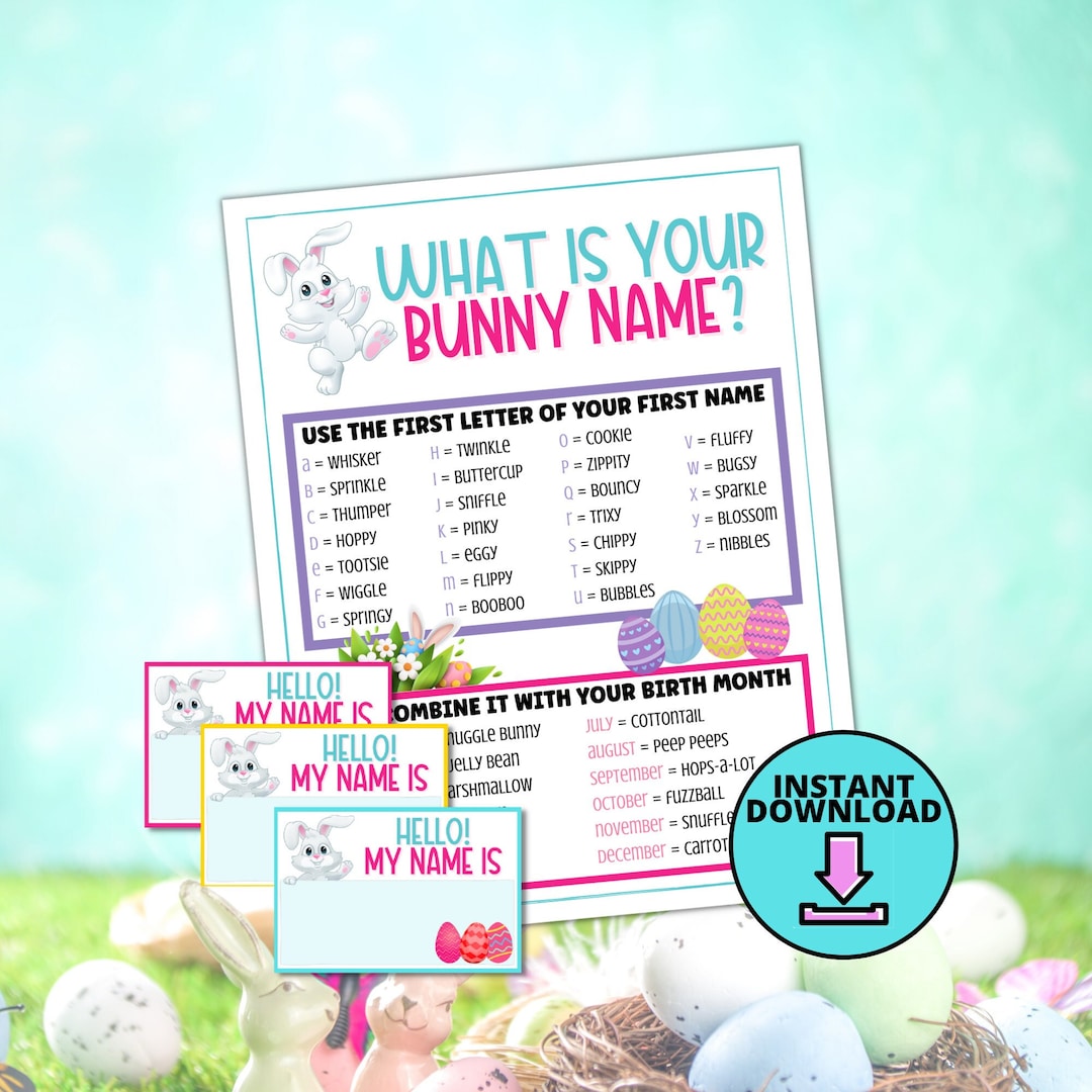 What's Your Bunny Name | Easter Name Game | Printable Easter Games ...