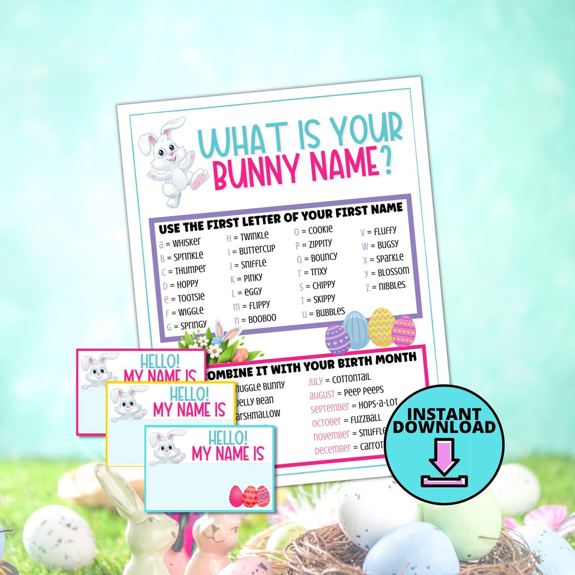What's Your Bunny Name Easter Name Game Printable - Etsy