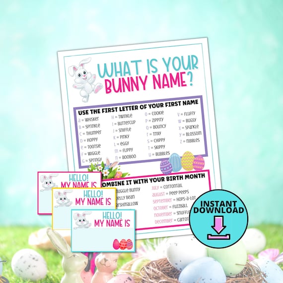 What's Your Bunny Name Easter Name Game Printable | Etsy
