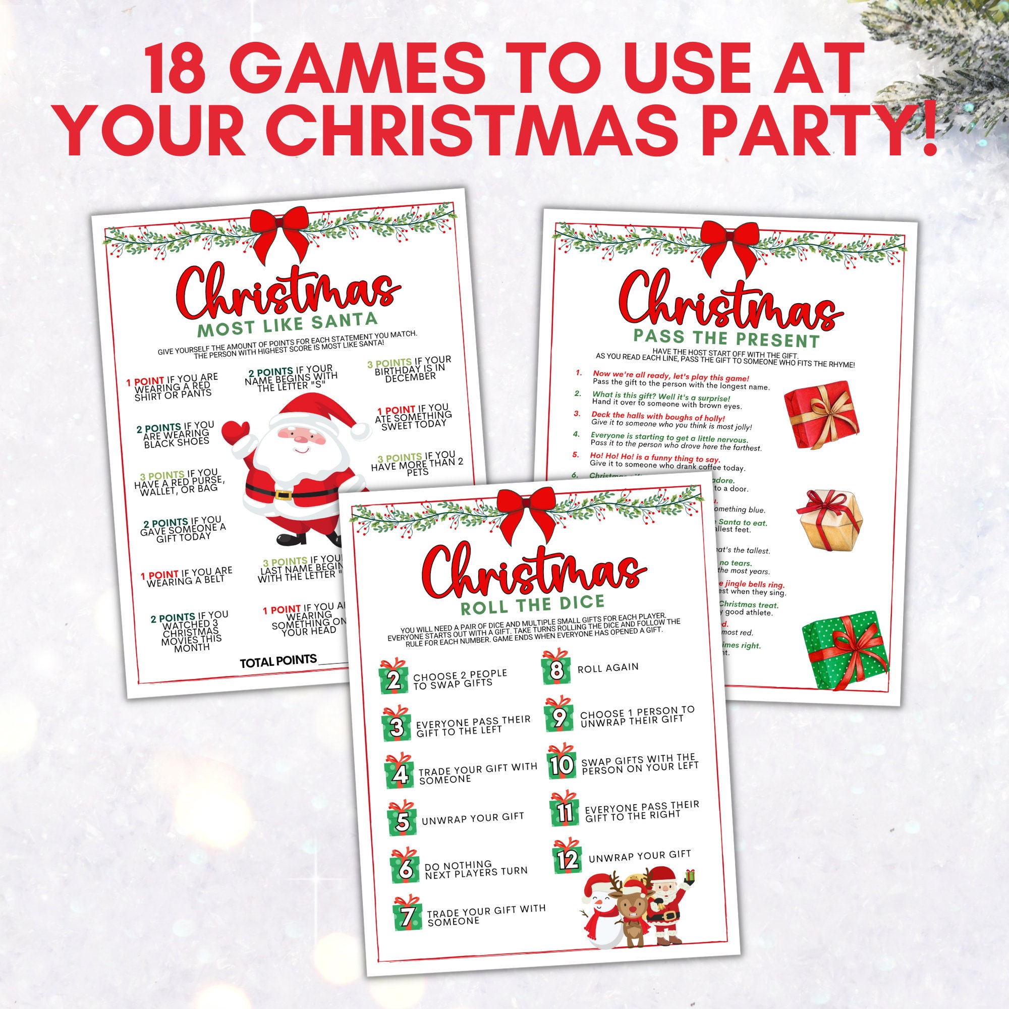 Printable Christmas Game Bundle Party Games for Office Party Family ...