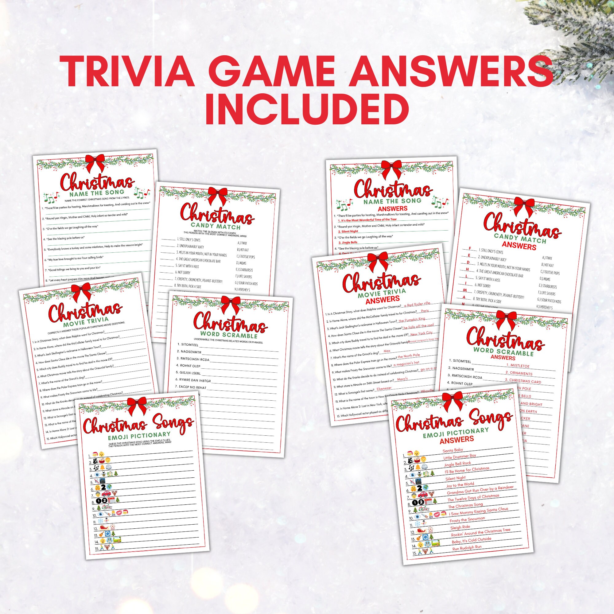 Printable Christmas Game Bundle Party Games for Office Party Family ...