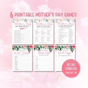 Mother's Day Games | Printable Game Bundle | Mother's Day Activities ...