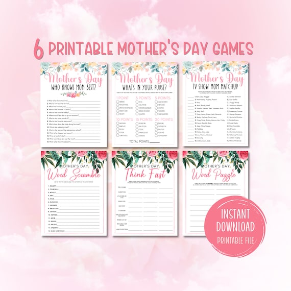 Mother's Day Games Printable Game Bundle Mother's | Etsy