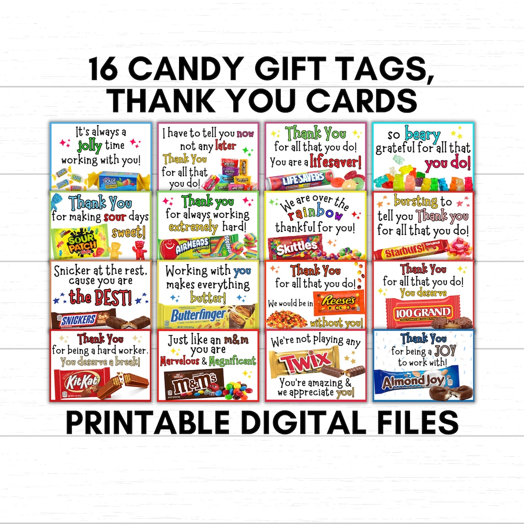 Employee Candy Bar T Tags Thank You Notes For Employee Appreciation Staff Appreciation Candy