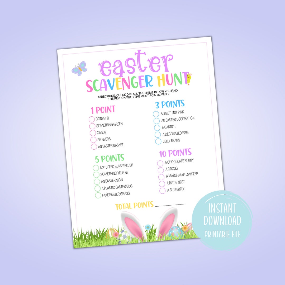 Easter Scavenger Hunt Printable Game Easter Party Games for Kids Teens ...