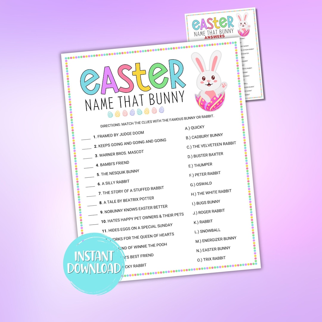 Easter Trivia Game | Name That Bunny Game | Spring Activity | Easter ...