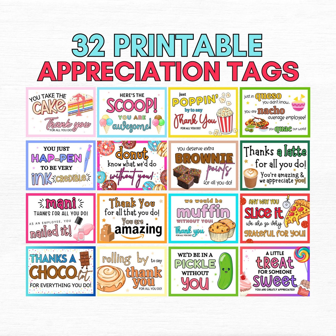 Teacher Employee Appreciation Gift Tags Thank You Teacher Appreciation ...