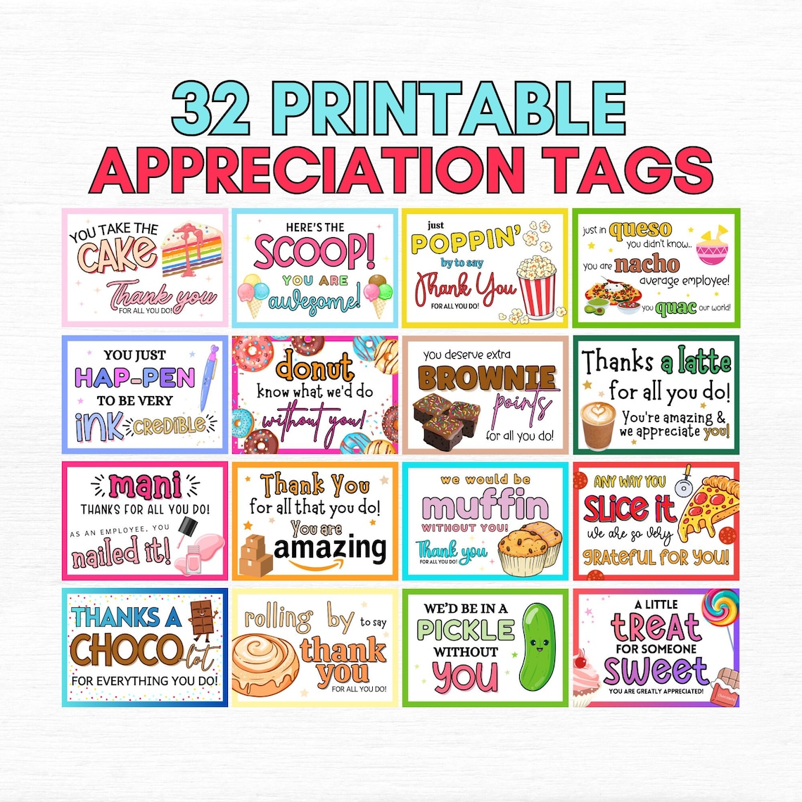 Teacher Employee Appreciation Gift Tags Thank You Teacher Appreciation ...