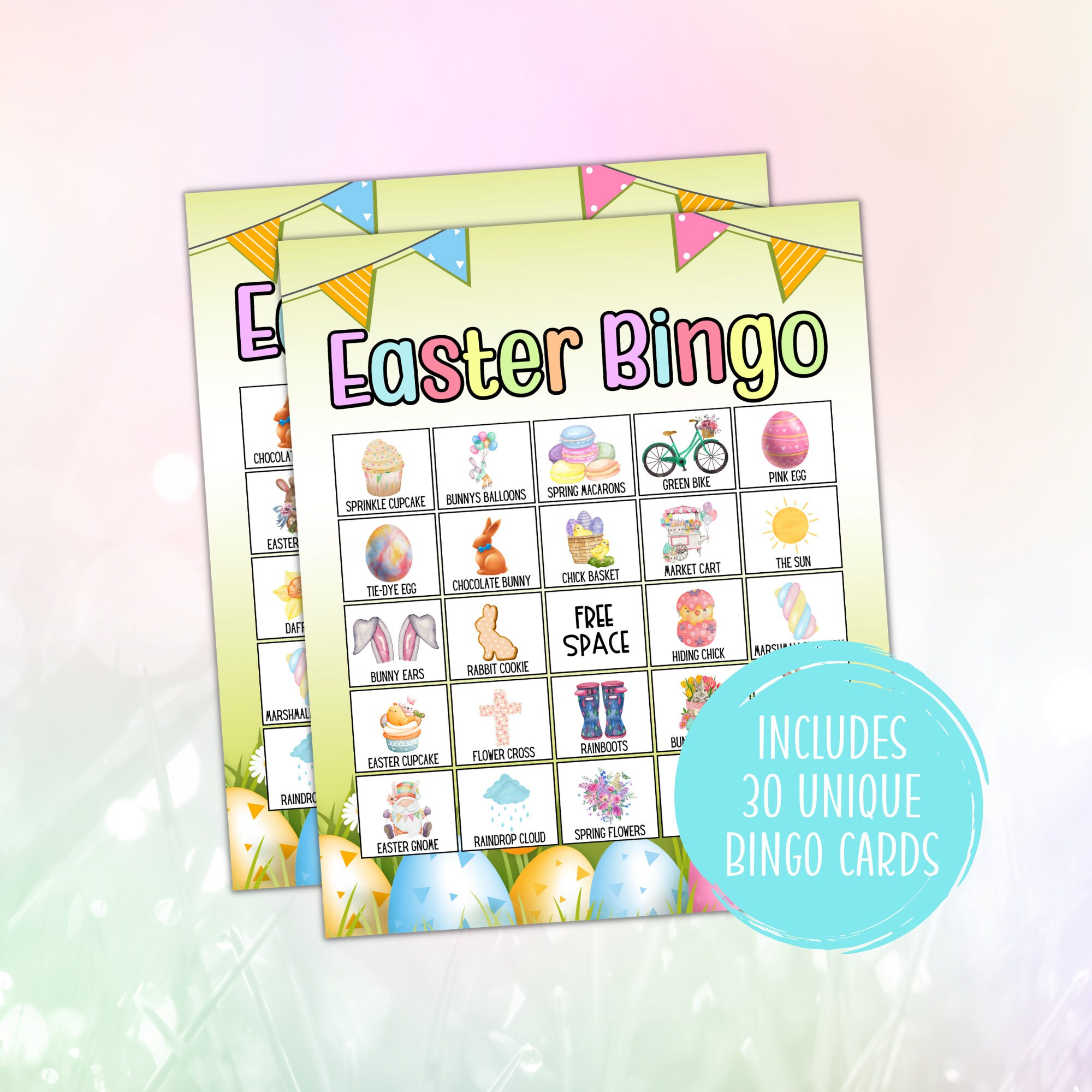 Easter Bingo Printable Bingo Cards 30 Unique Bingo Cards for Easter for ...