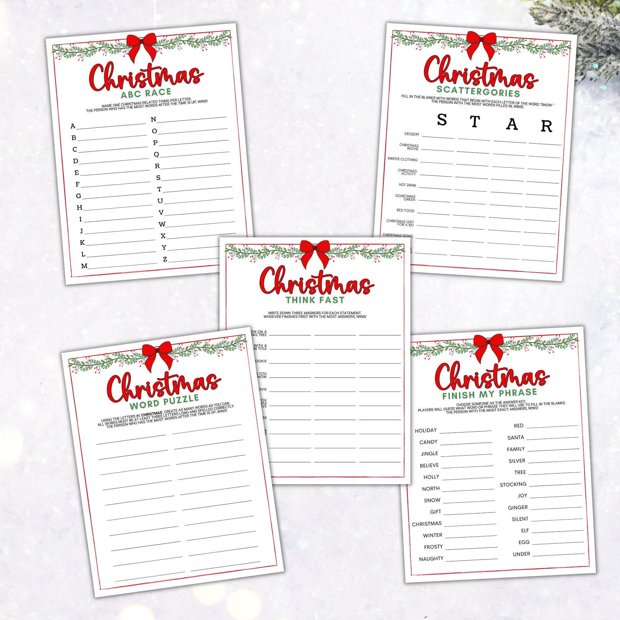 Printable Christmas Game Bundle Party Games for Office Party Family ...
