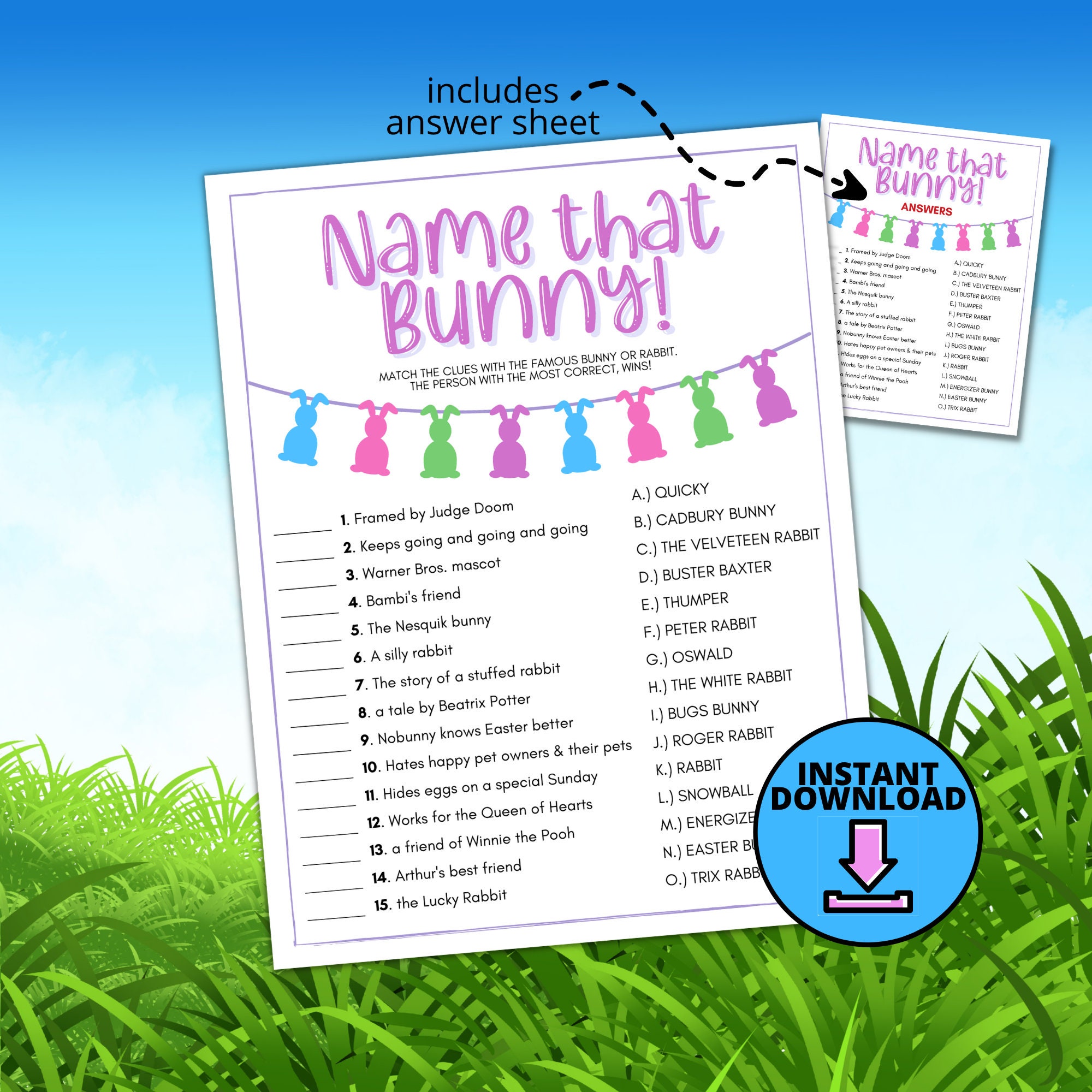 Easter Trivia Game | Name That Bunny Game | Spring Activity | Easter ...