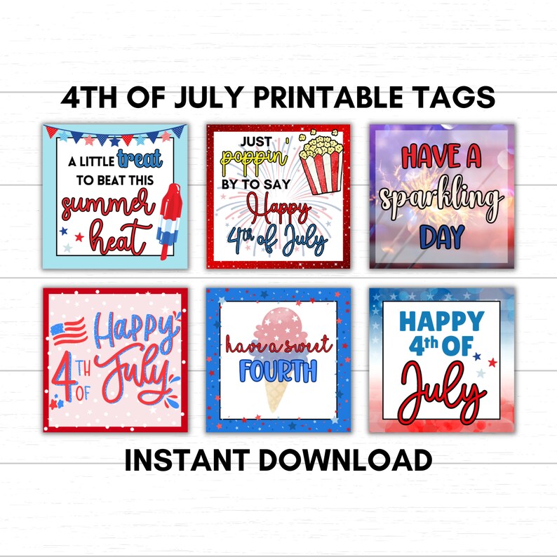4th of July Printable Employee Gift Tags Fourth of July Popsicle Sweets ...