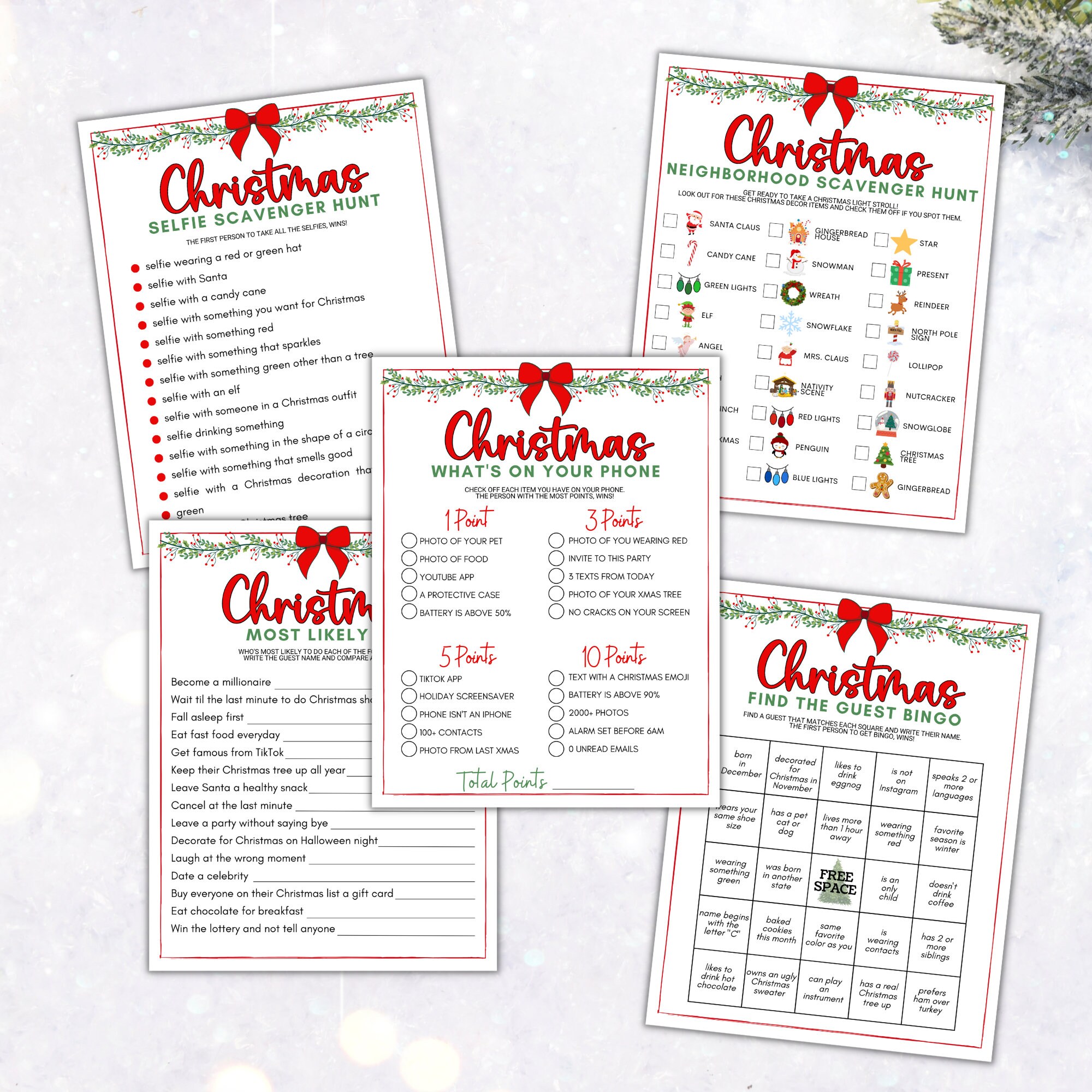Printable Christmas Game Bundle Party Games for Office Party Family ...