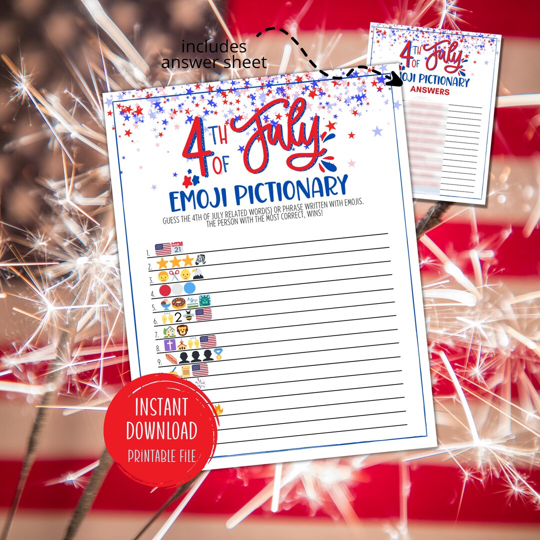 Fourth of July Emoji Game Printable Emoji Pictionary 4th - Etsy
