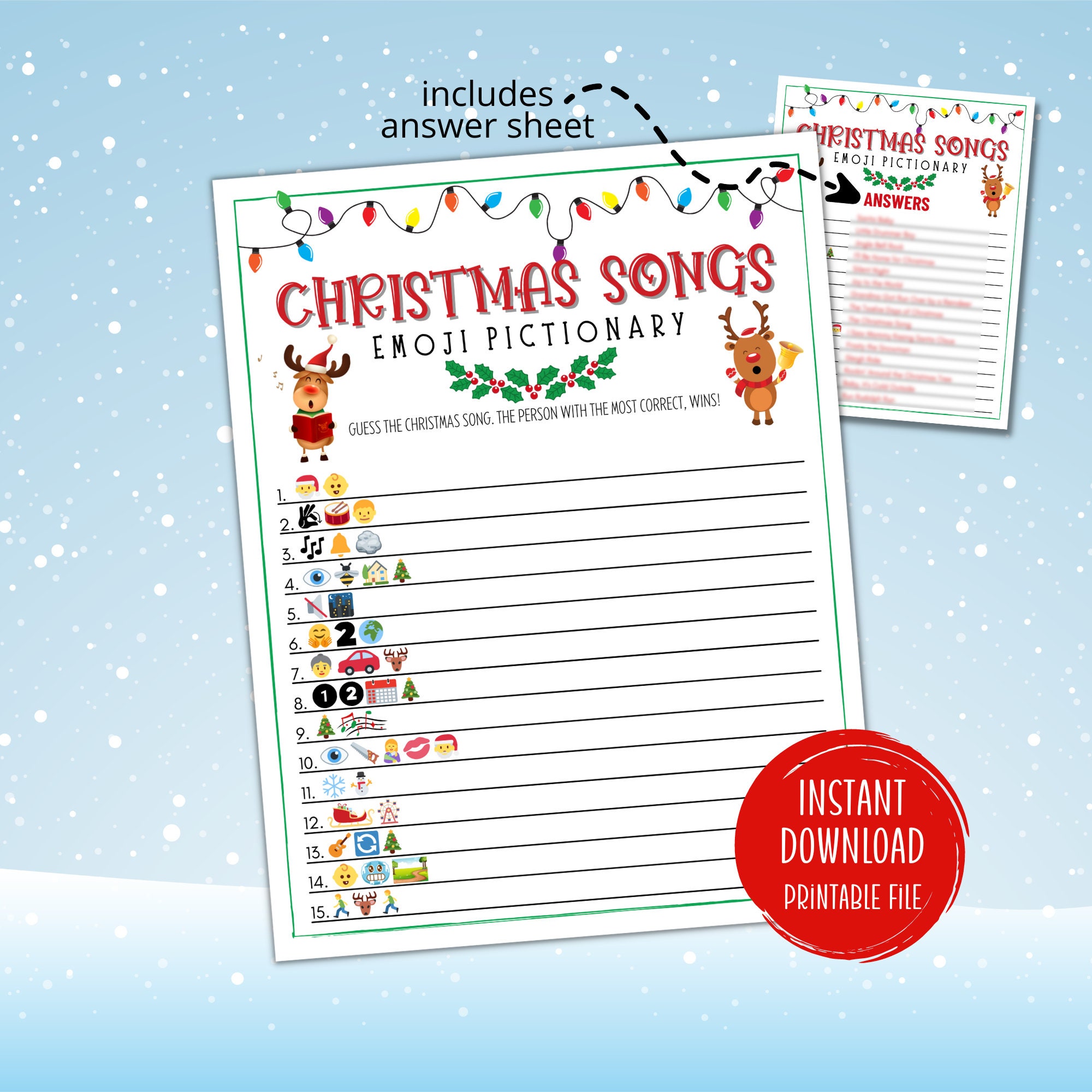Christmas Song Emoji Pictionary Christmas Printable Party Games ...