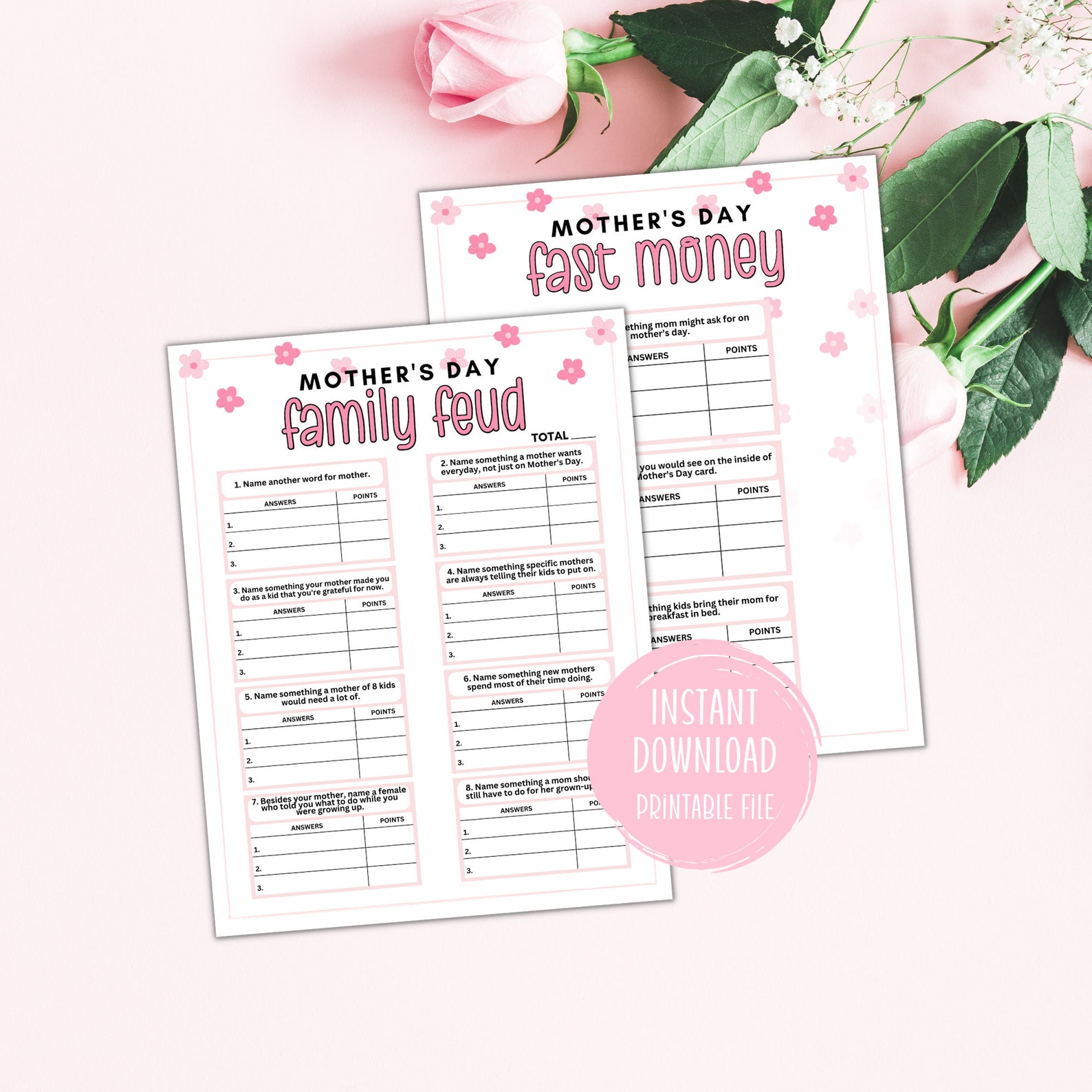 Mothers Day Family Feud Game Printable Family Feud Printable Quiz Game ...