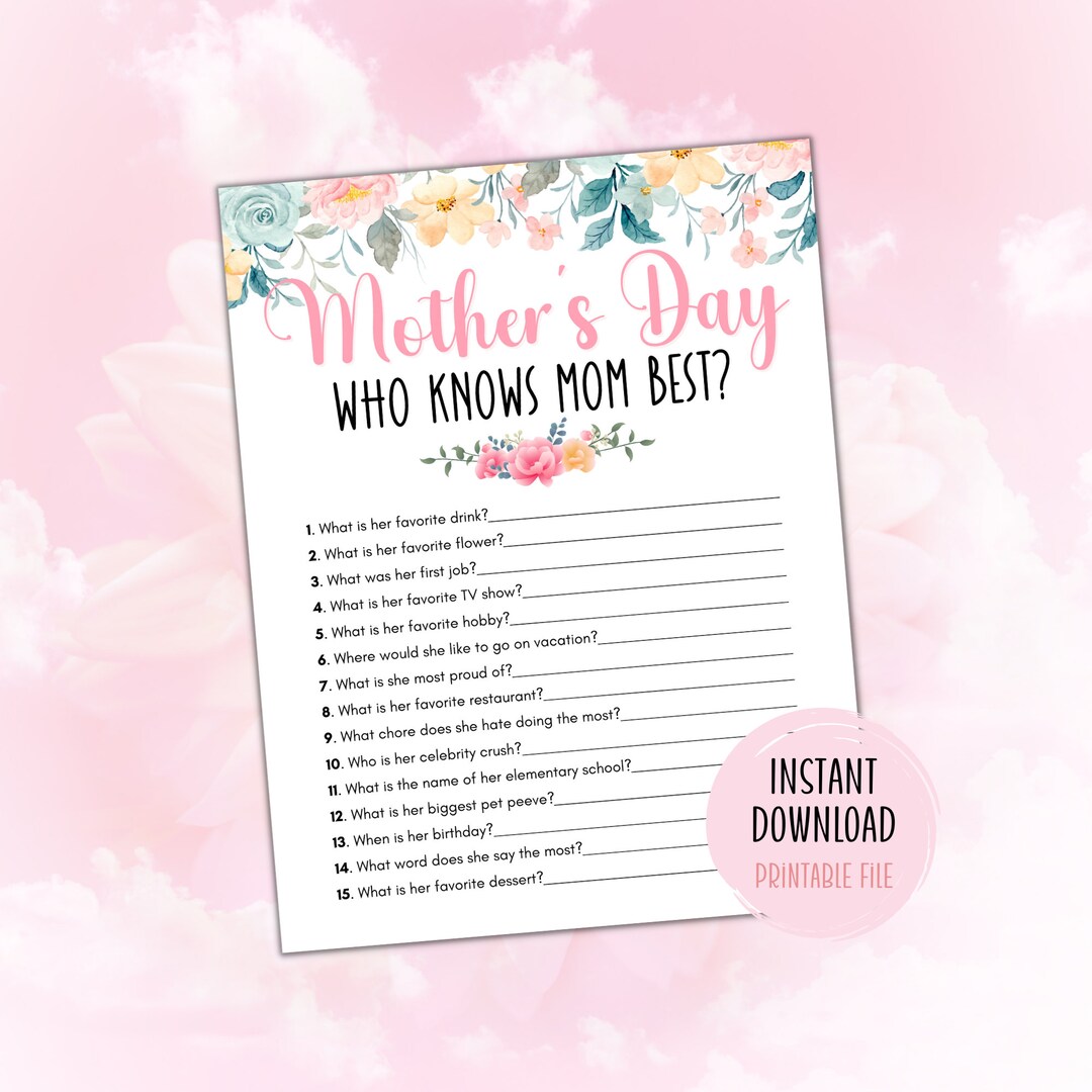 Mothers Day Who Knows Mom Best Game | Mother's Day Games | Who Knows ...